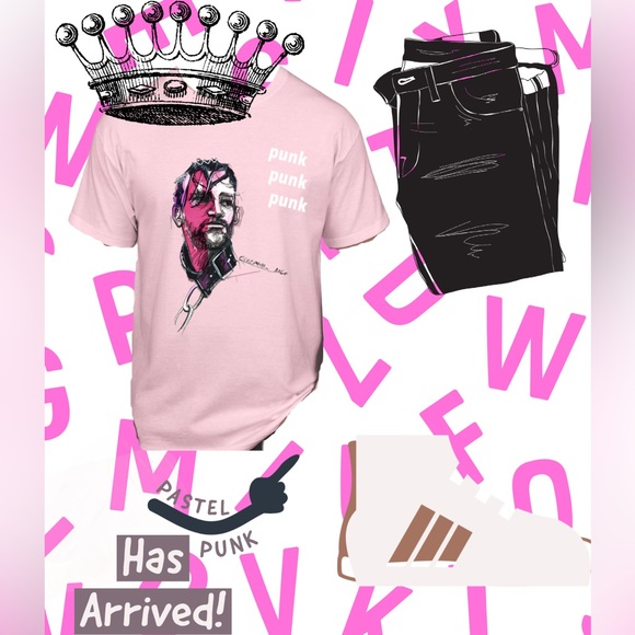 PUNK | Tops | Cm Punk Pastel Pink Tshirt Original Art Original Design ...